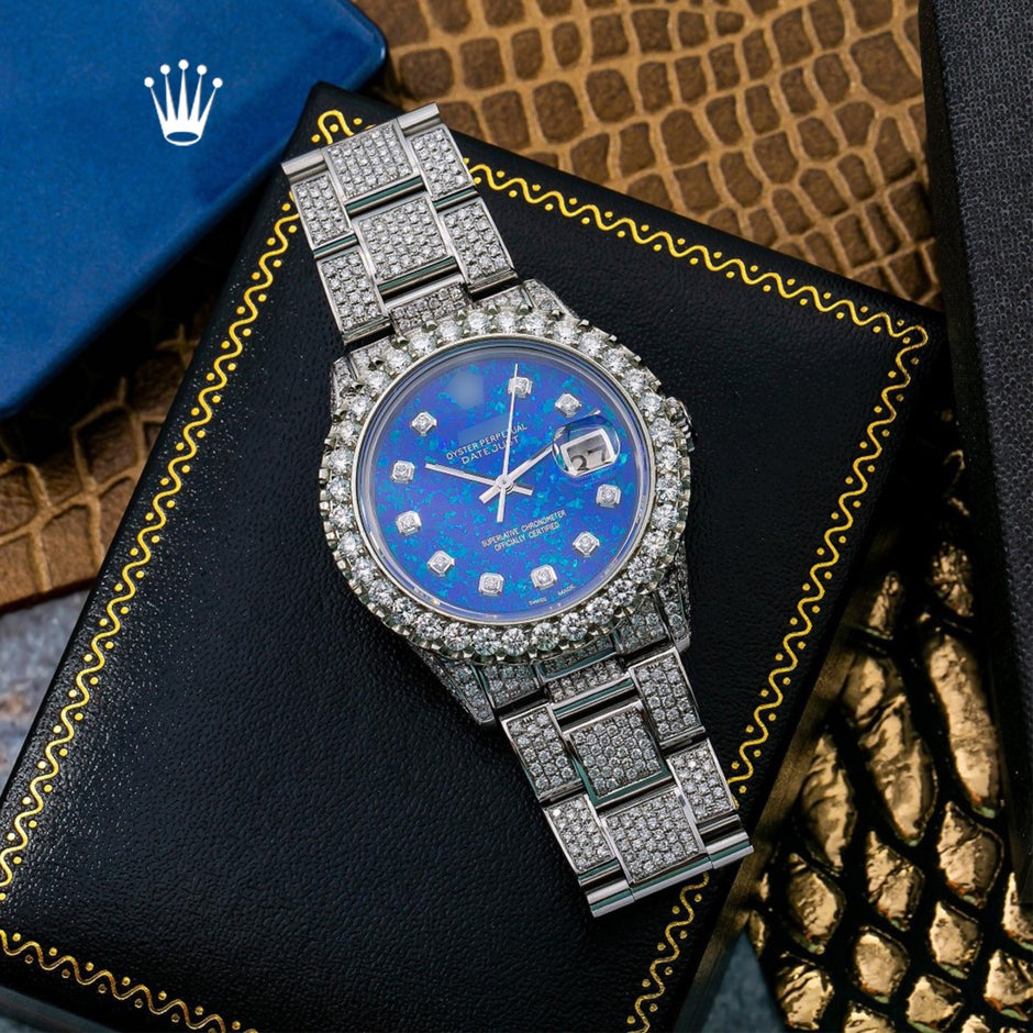 Iced Out Rolex Watch Fully Flooded with VVS Diamonds